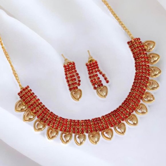 Jewelry | Red Color Stone Necklace Set | Poshmark